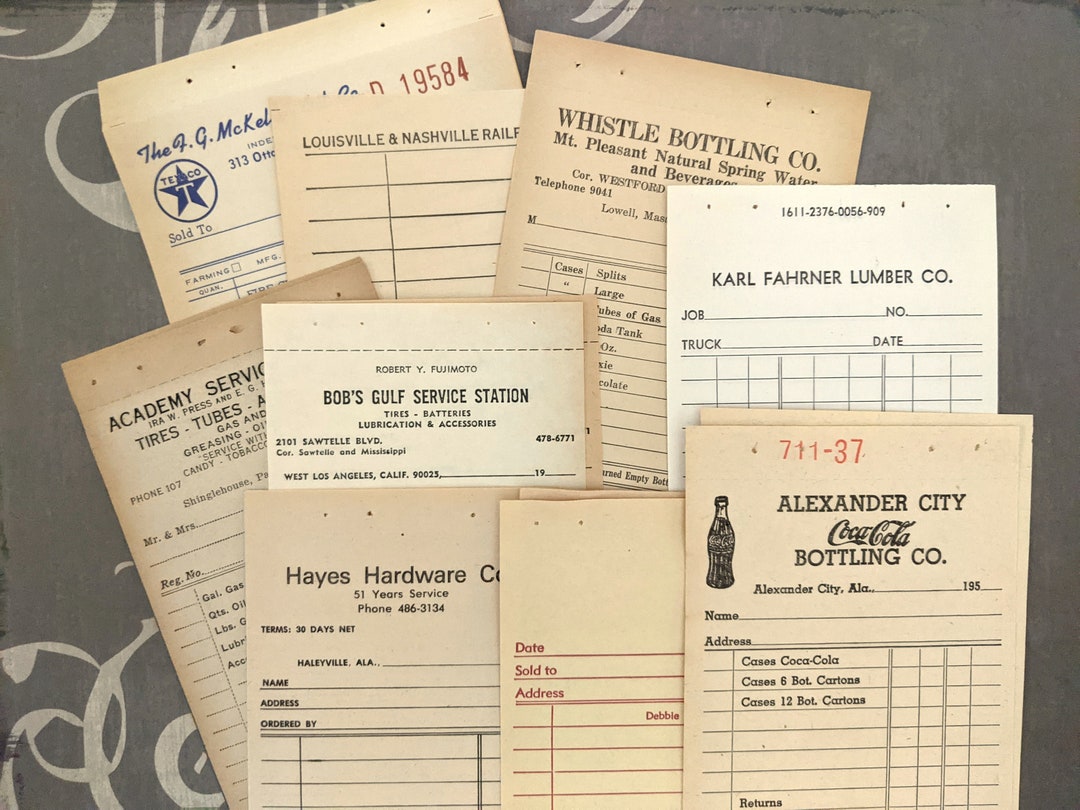 9 Different Mostly Mid Century Grocery Business Bill Receipt Forms ...