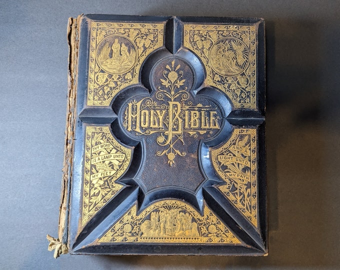 Rare Large Victorian 1881 the Holy Bible Old and New Testaments ...