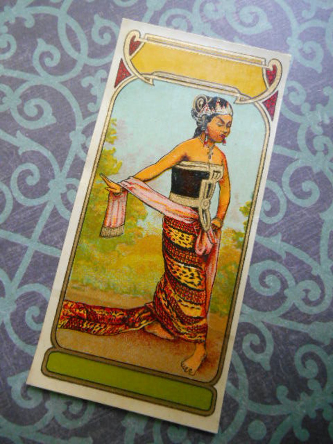 Incredible Victorian Javanese Lady Dancer Lithograph Dye or Textile ...