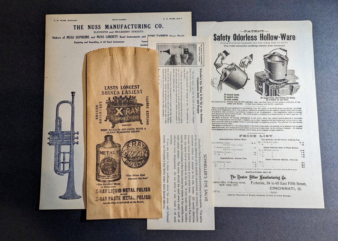 4 Original Early Advertising Pieces of Ephemera Prints - Etsy