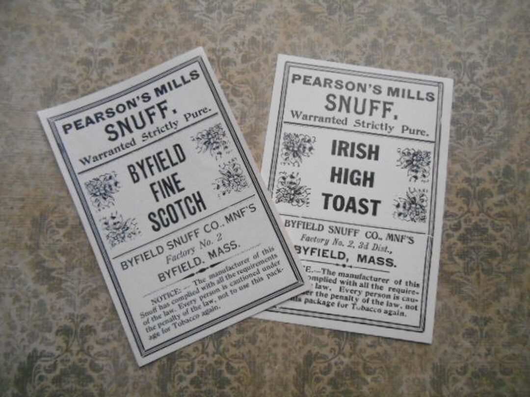2 Pearson's Mills Snuff Labels Tobacco - Etsy