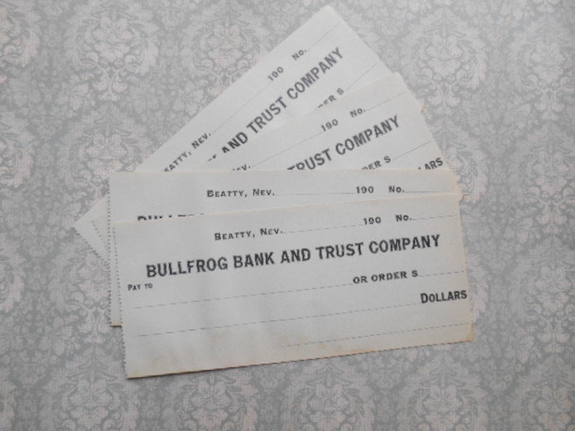 Four 1900s Bullfrog Bank and Trust Company Blank Checks - Etsy