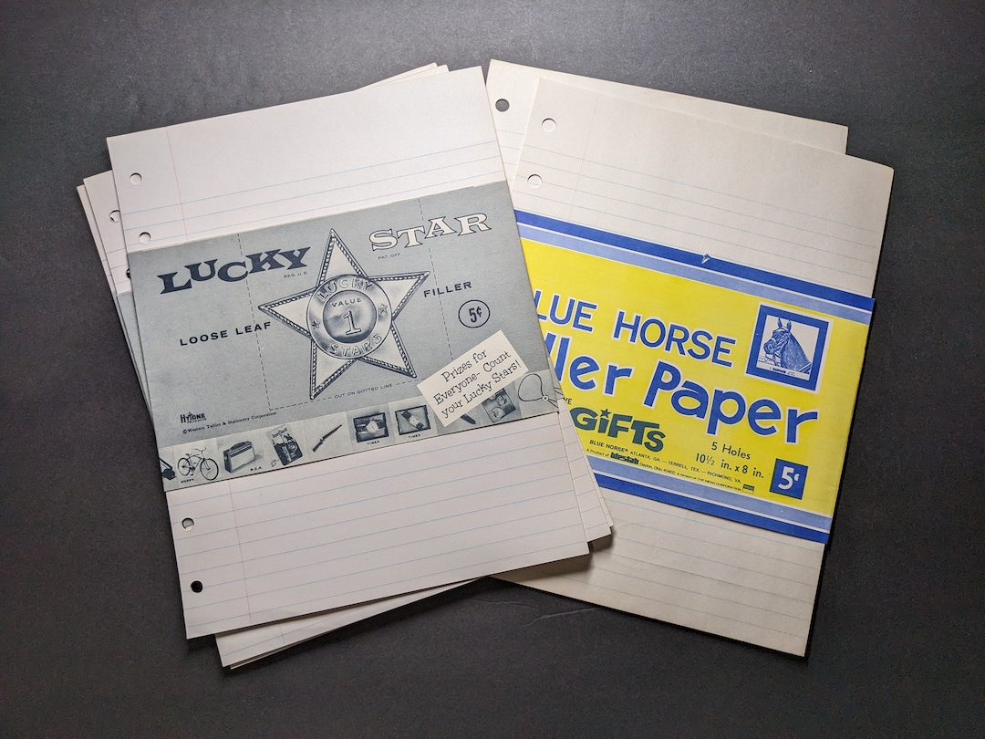Your Choice Mid Century NOS Blue Horse Lucky Star Filler Paper Unused ...