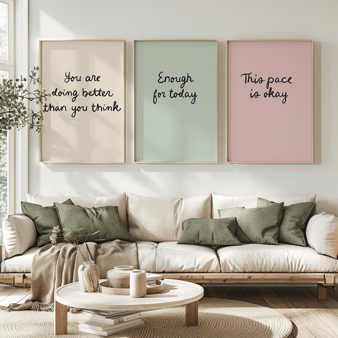 Encouragement Quote Prints, Minimal Typography Wall Art Set (digital ...