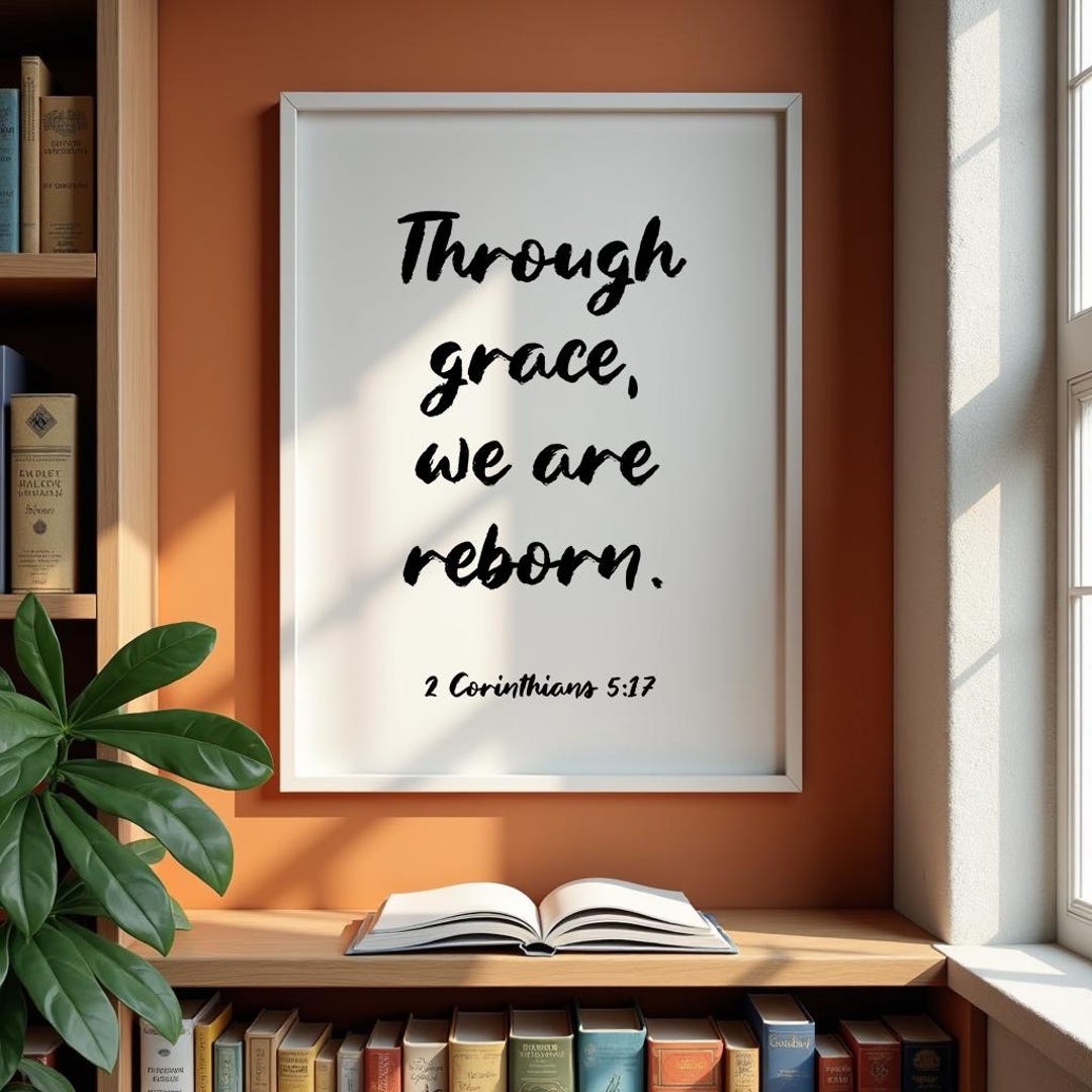 Through Grace We Are Reborn Print, Christian Scripture Wall Art ...