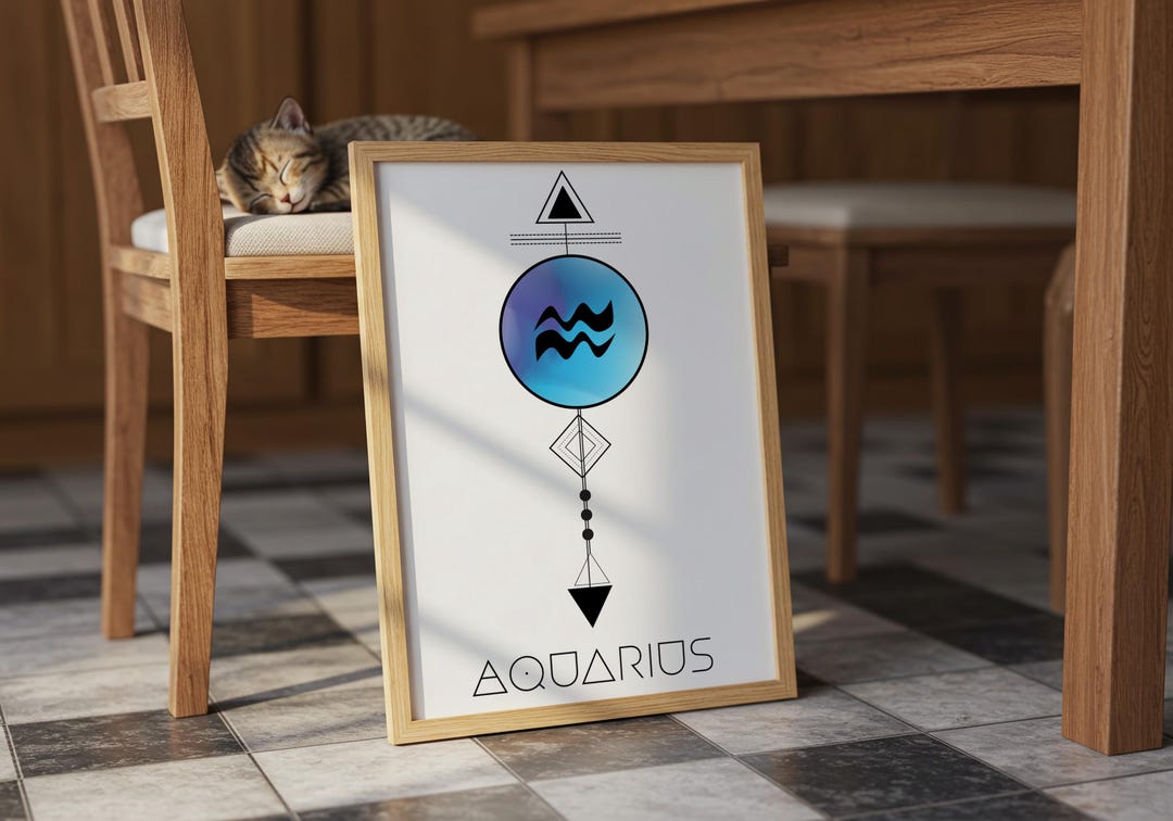 Modern Aquarius Print | Zodiac Wall Art | Abstract Astrology Décor ...
