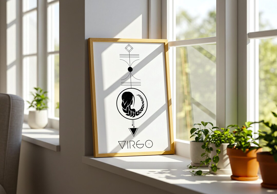 Virgo Zodiac Wall Art | Geometric Astrology Print | Minimalist ...