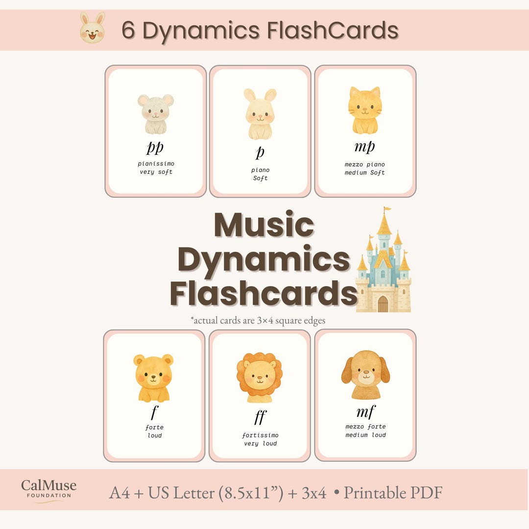Music Dynamics Flashcards | Animal Dynamics Cards | Pp–ff | Printable ...