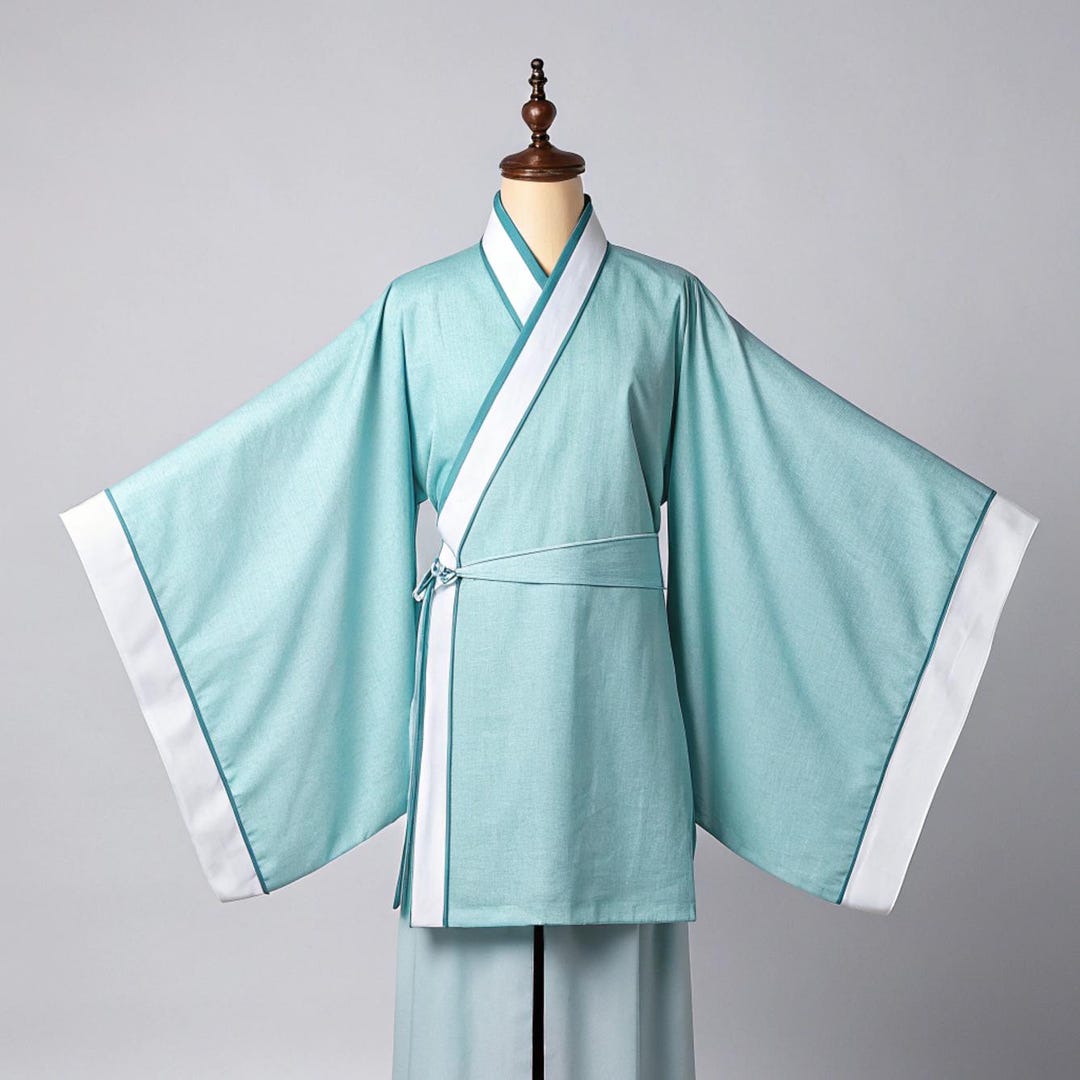 Custom Jin Dynasty Hanfu, Light Blue Ramie With Traditional Detailing ...