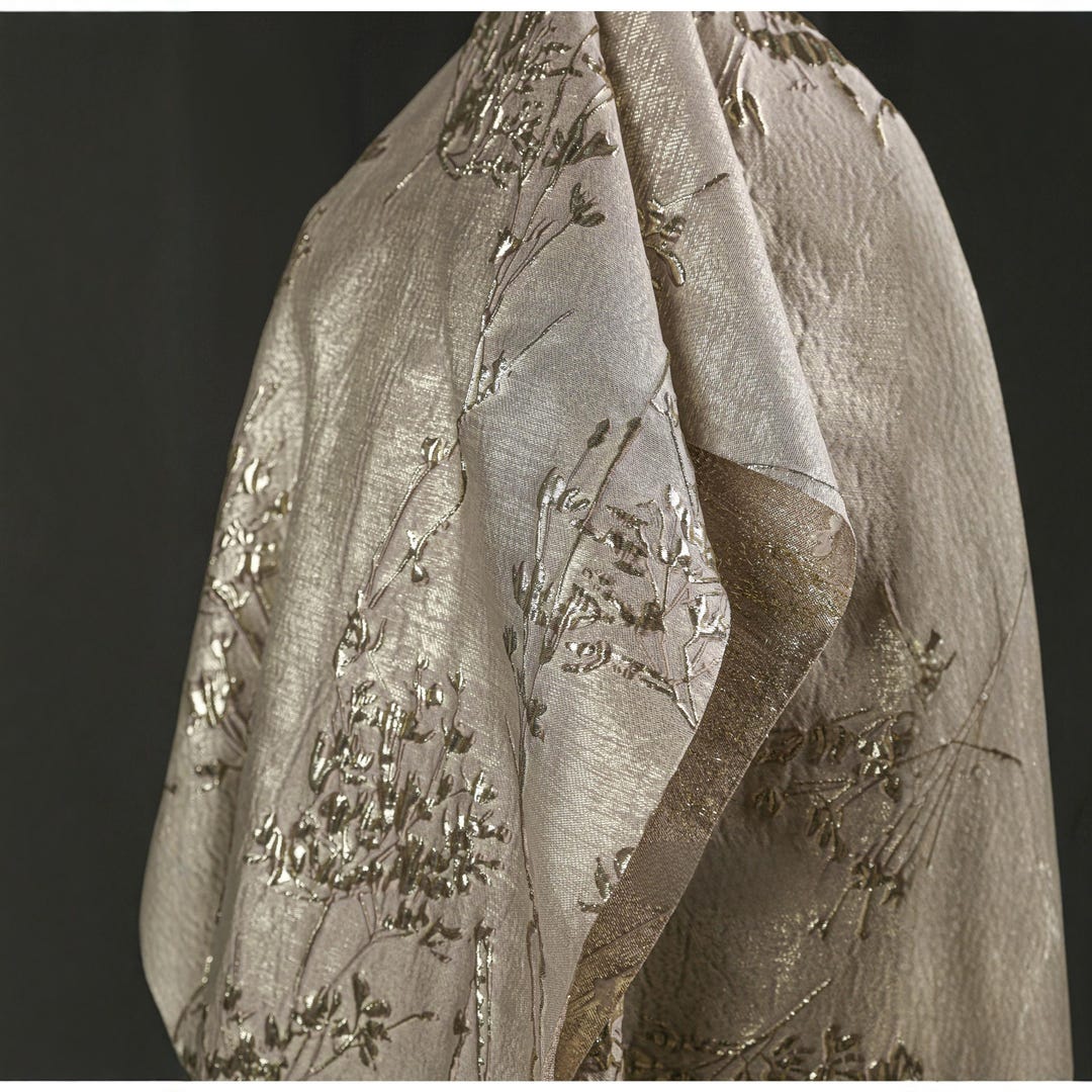 Silver Plum Blossom Brocade | Metallic Yarn Chinese Fabric | Stage Gown ...