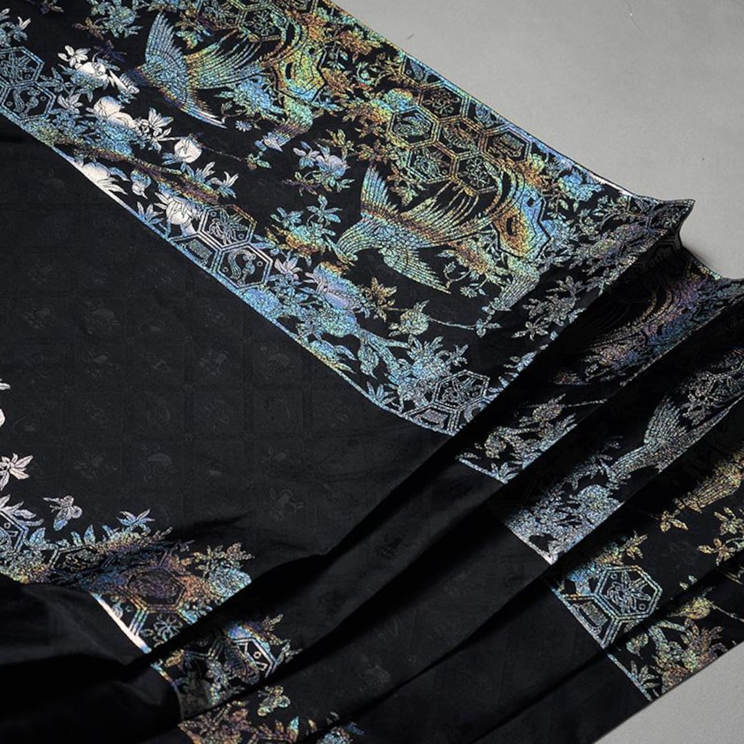 Phoenix Gold Brocade, Iridescent Hanfu Silk, Luxury Winter Skirt Fabric ...