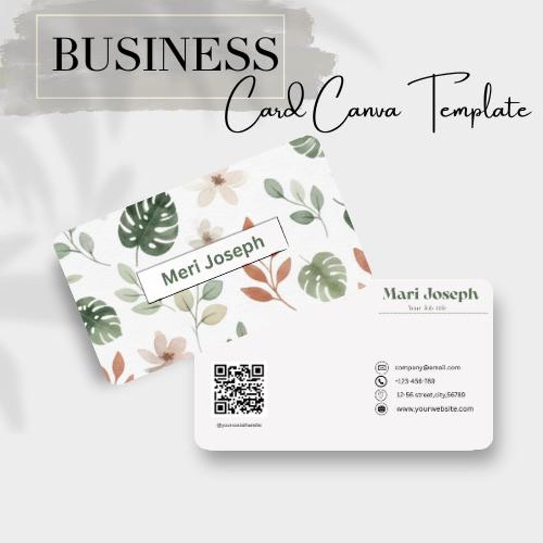 Minimalist Business Card Canva Template | Editable Modern Visiting Card ...