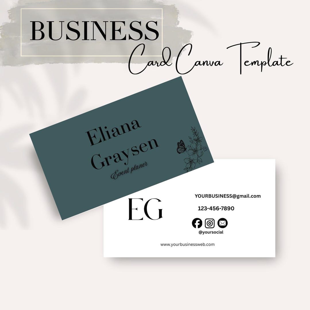 Minimalist Business Card Canva Template | Editable Modern Visiting Card ...