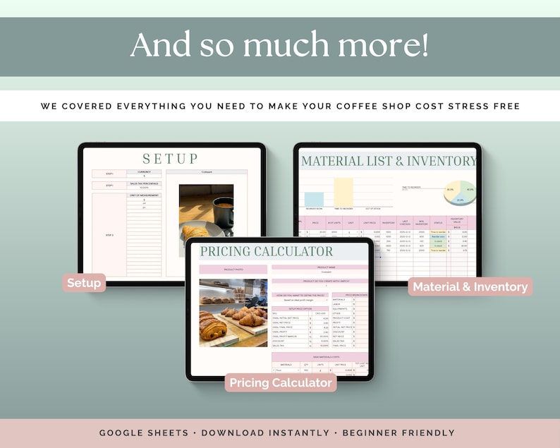 Coffee Shop Cost Calculator | Recipe Costing & Pricing Template | Food ...