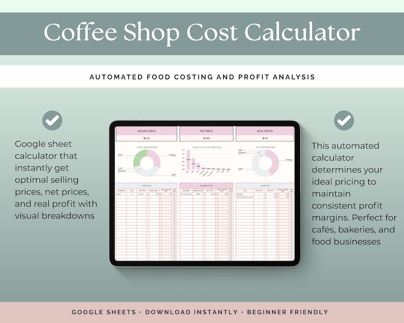 Coffee Shop Cost Calculator | Recipe Costing & Pricing Template | Food ...