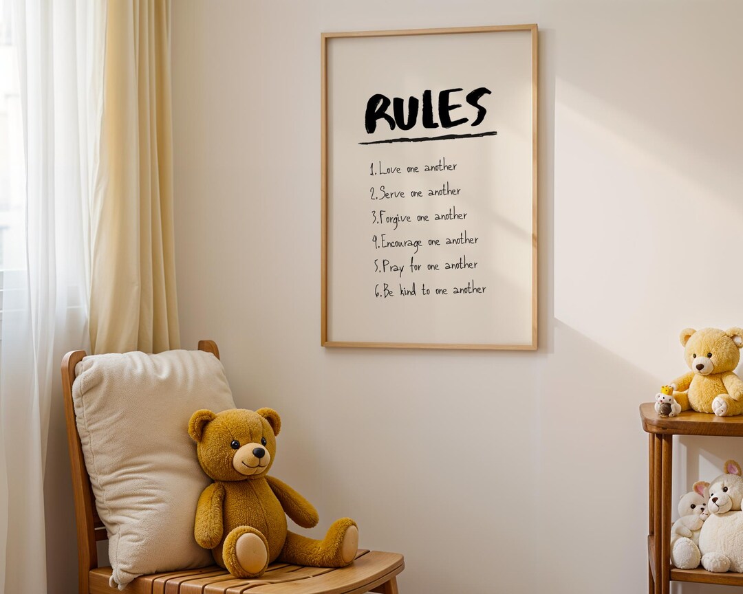 Family Rules Sign, Christian House Rules, Unique Christian Art, Bible ...