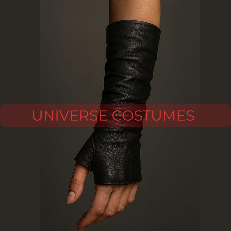Ninja Arm Guards Women | Black Long Leather Bracers | Dystopian Cosplay ...