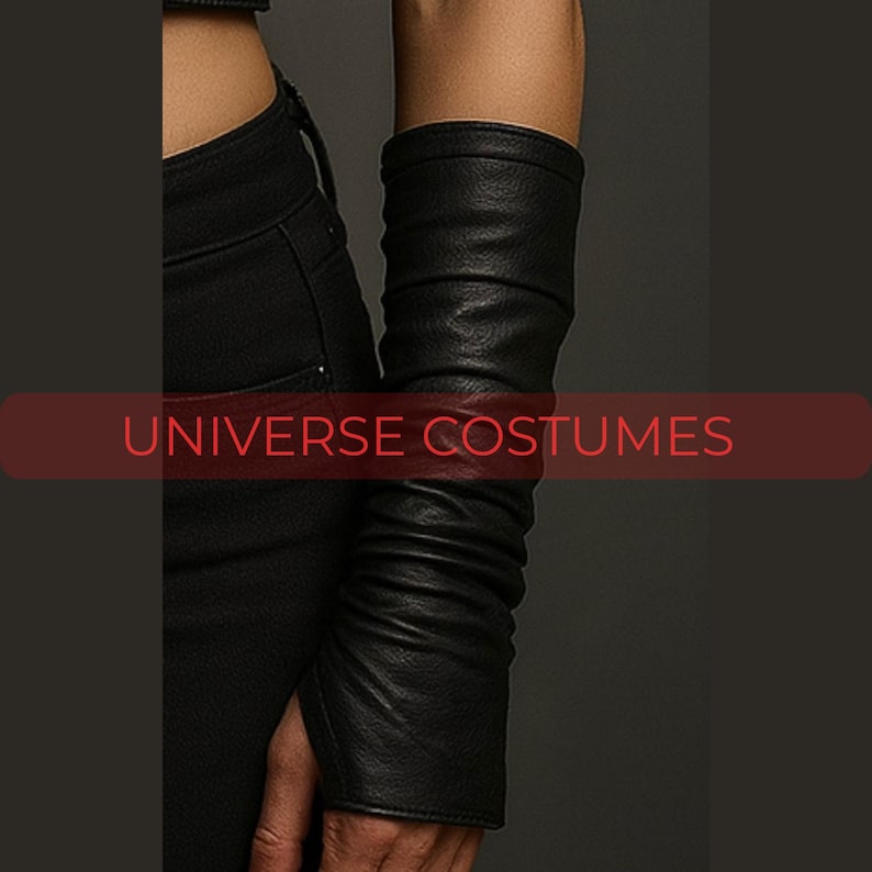 Ninja Arm Guards Women | Black Long Leather Bracers | Dystopian Cosplay ...