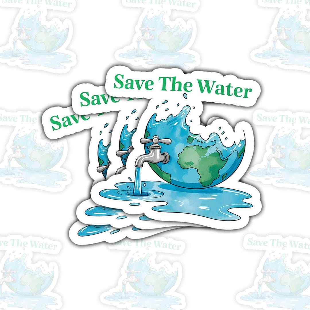 3PCS Save the Water Quote Sticker, Earth Water Drop Faucet ...