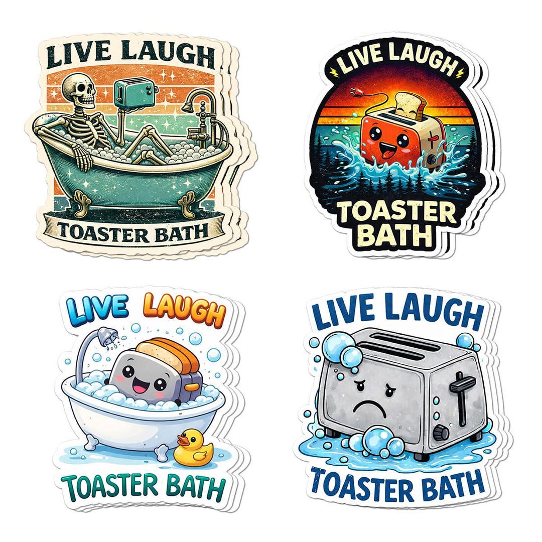 12 Pcs Toaster Bath Stickers, Live Laugh Toaster Bath, Skeleton in Bath ...