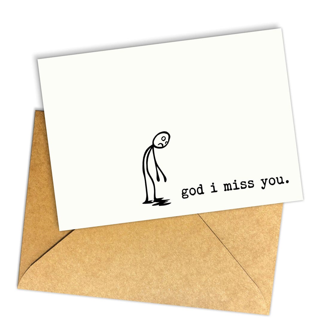 Podagree Funny Missing You Card – God I Miss You, Humorous Hand-drawn ...