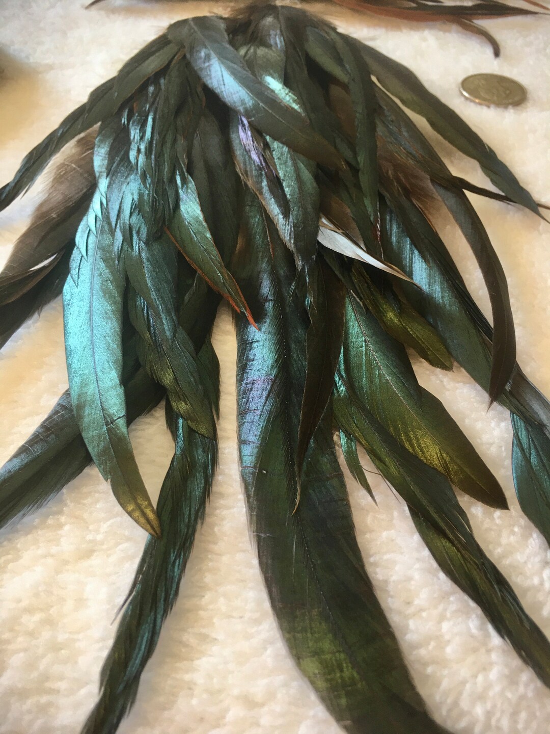 Black Iridescent Rooster Feathers for Hair Extensions, Long Natural ...
