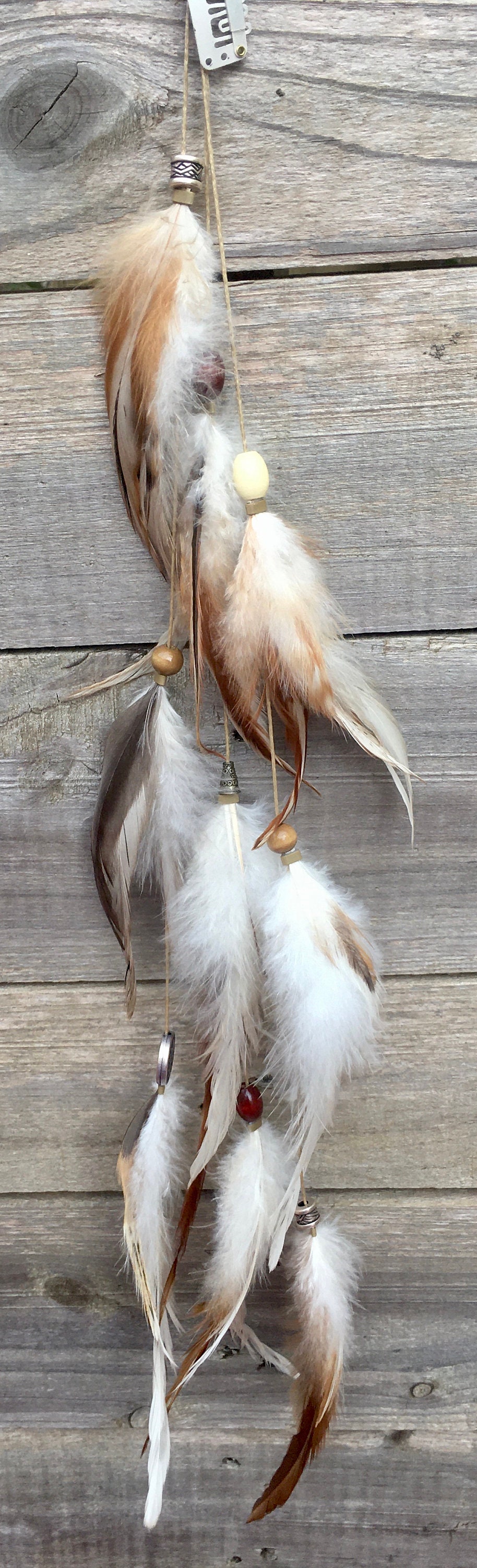 Extra Long Feather Hair Clip All Natural White Cream Bronze Brown ...