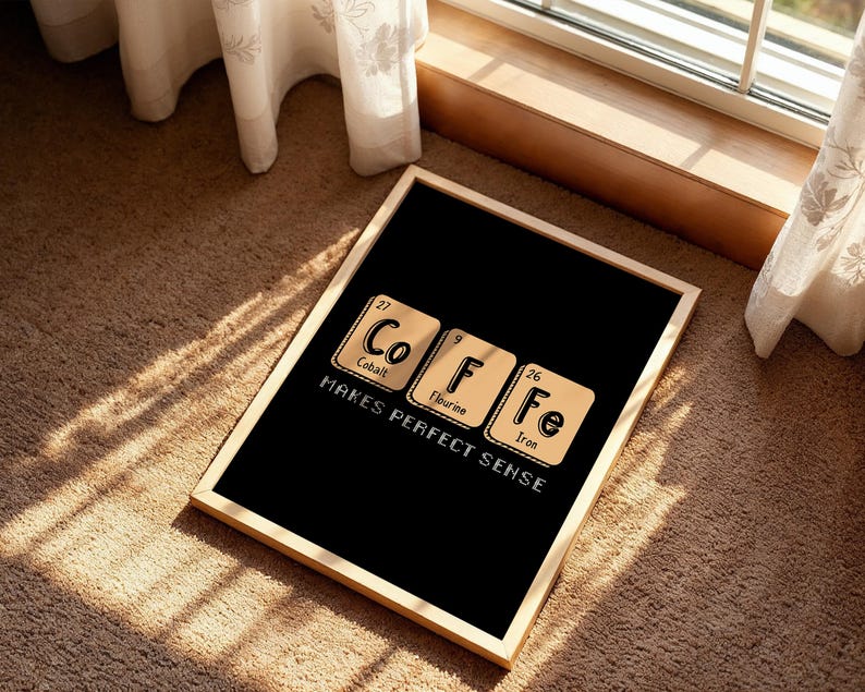 Chemistry Coffee Poster, Science Humor Print, Minimalist Kitchen Art ...
