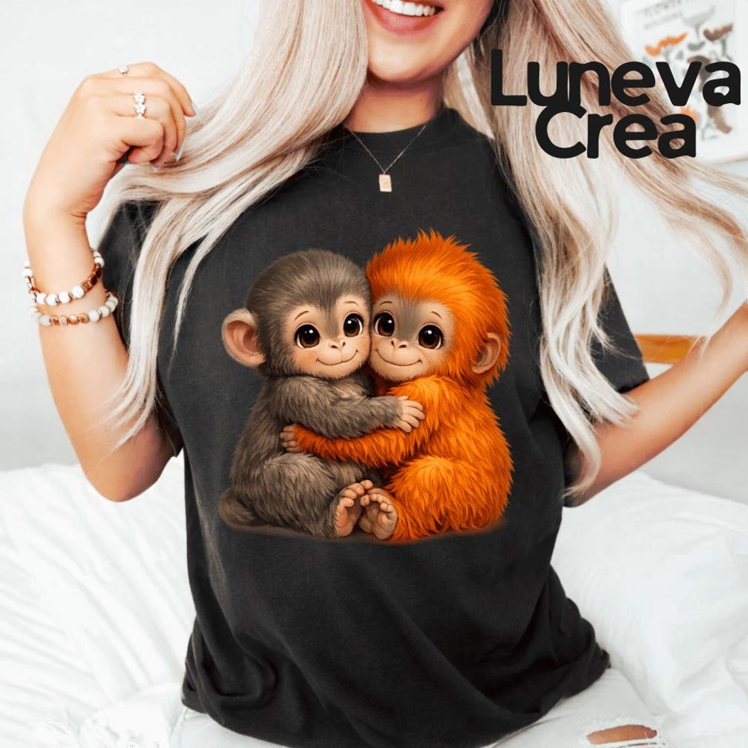 Baby Macaque Hugging Plush PNG: Adorable Primate Jungle Cartoon Clipart ...