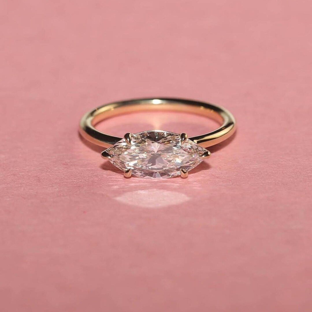 1.50 CT Marquise Cut Horizontal Stone Wedding Ring - Etsy