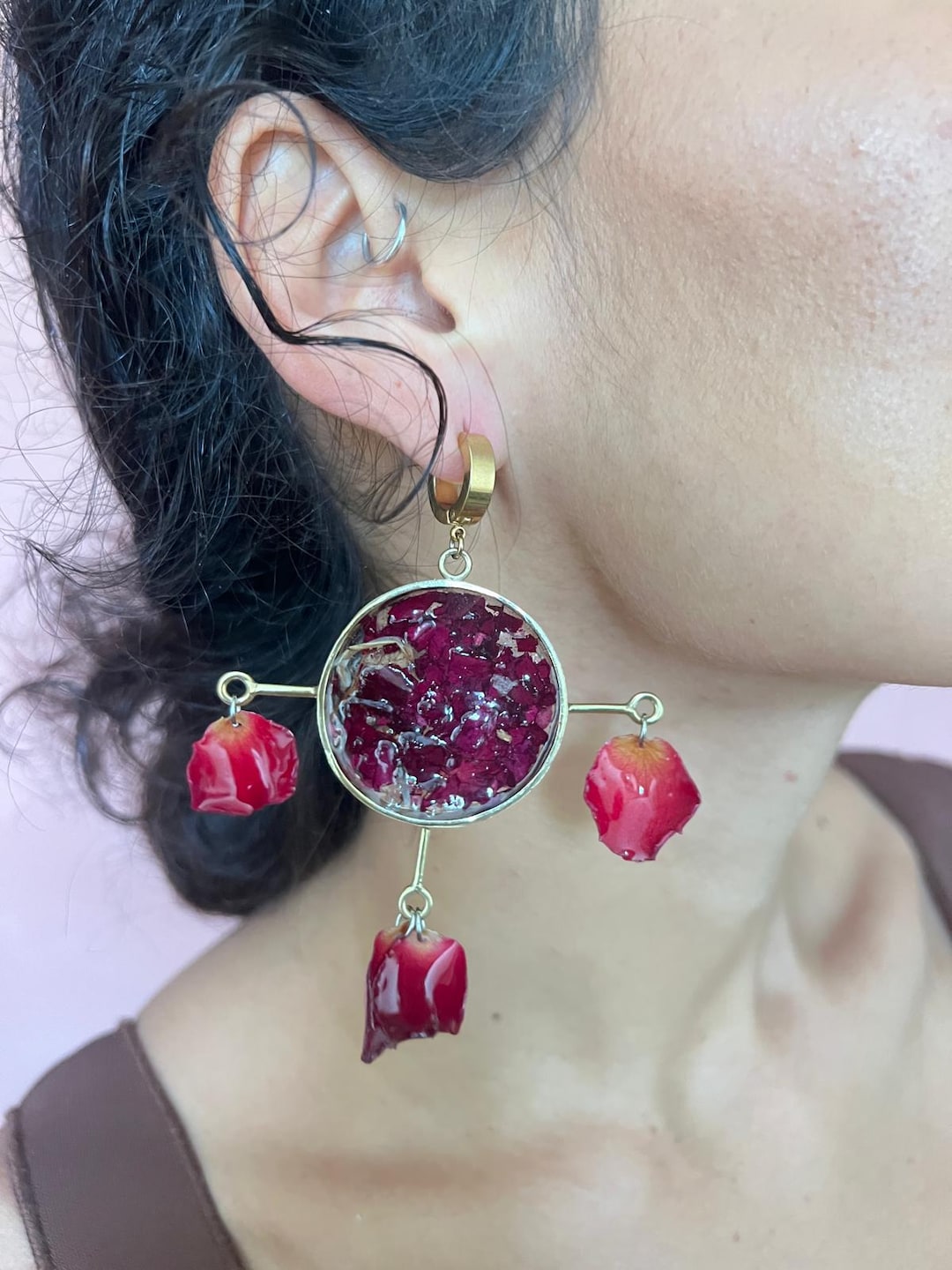Red Rose Chandelier Earrings – Real Rose Petals – Romantic Statement ...