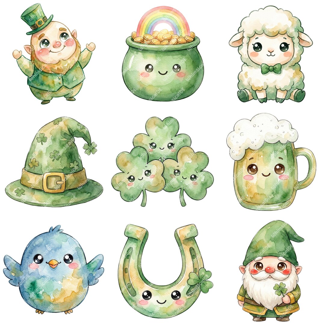 St Patricks Day Clipart PNG | Cute Irish Characters | Digital Stickers ...