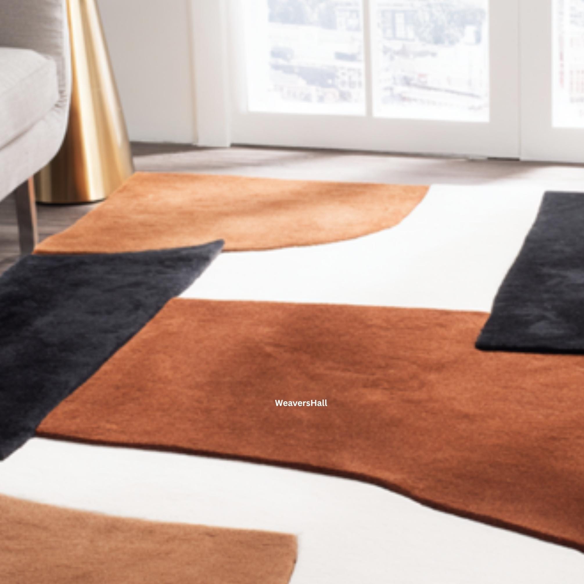 Modern Geometric Rug | Black, Brown & Beige Abstract Area Carpet - Etsy