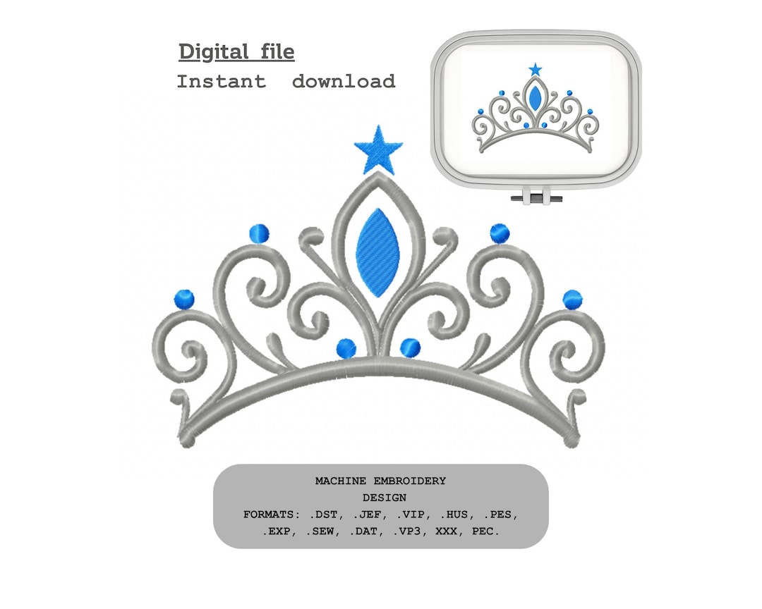 Princess Crown Embroidery Design • Tiara Monogram, Royal Birthday ...
