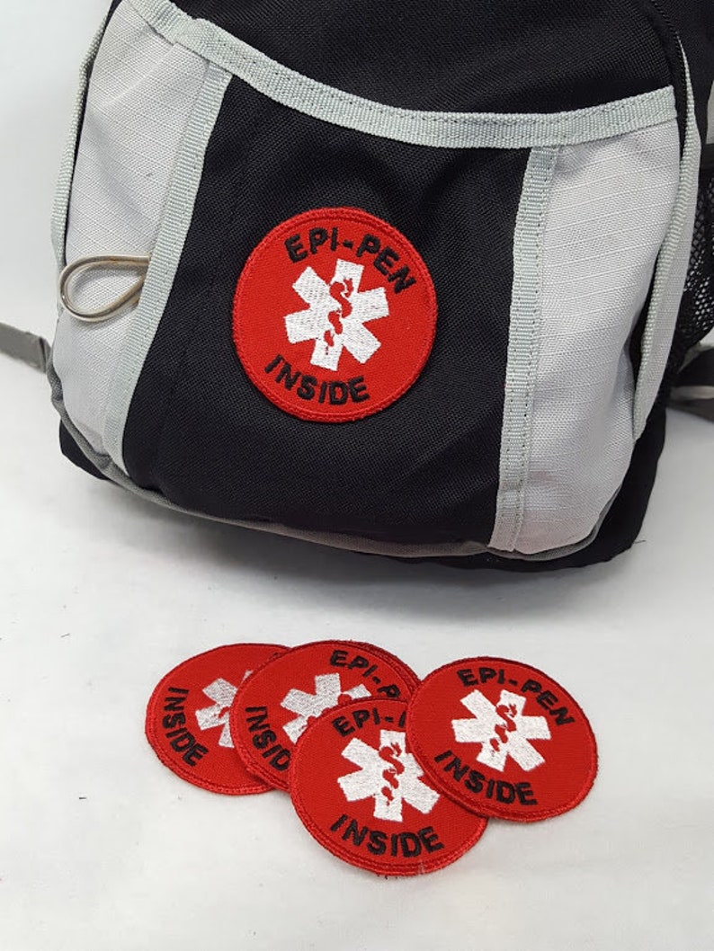 Medical Alert Iron on Patch "epi-pen Inside" Red White Food Allergy ...