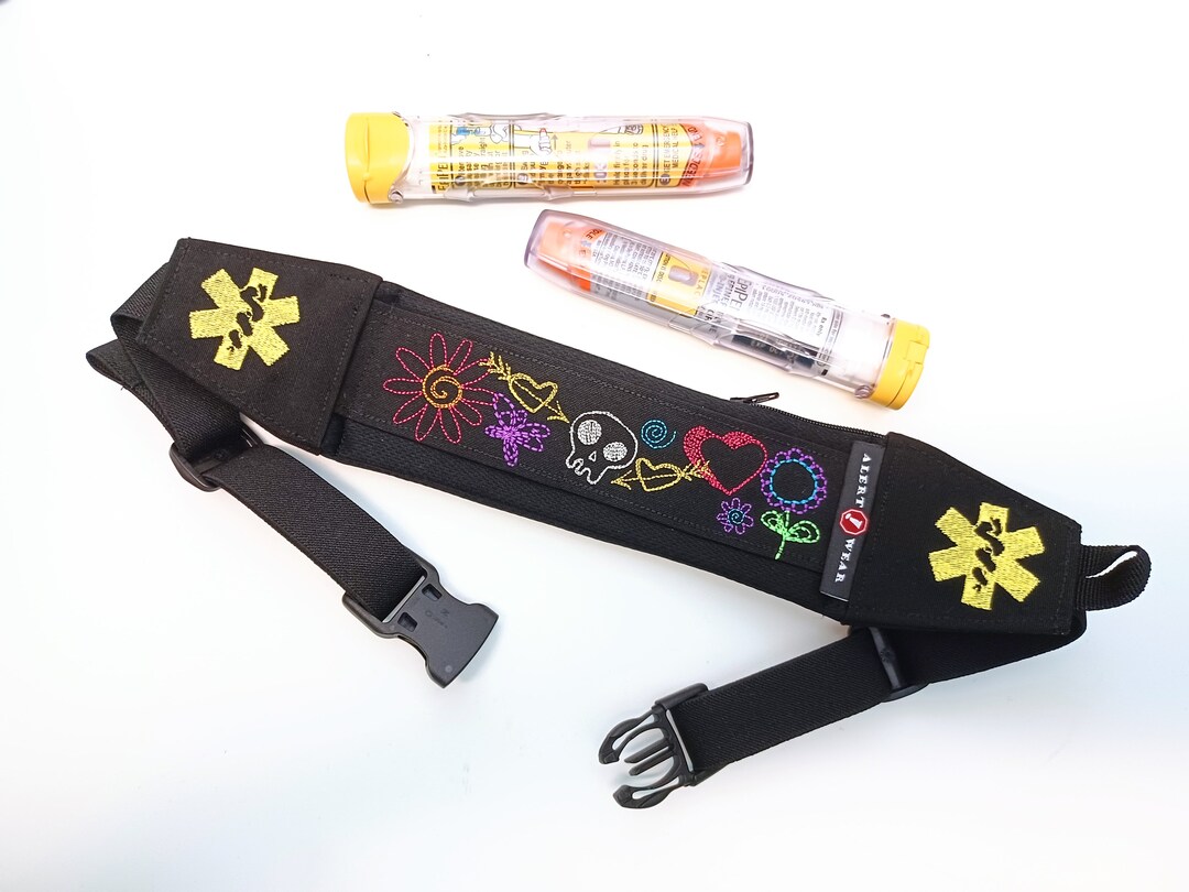 Doodle Design Belt Bag With Medical Alerts Medicine Case for Auviq ...
