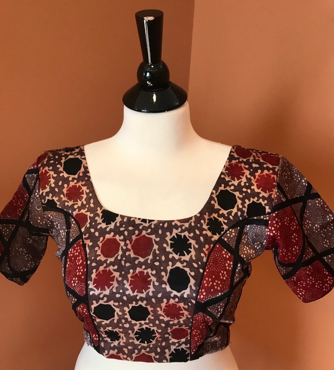 Saree Blouse Top Choli Sari Crop Top Ajrakh Printed Mashru Silk - Etsy
