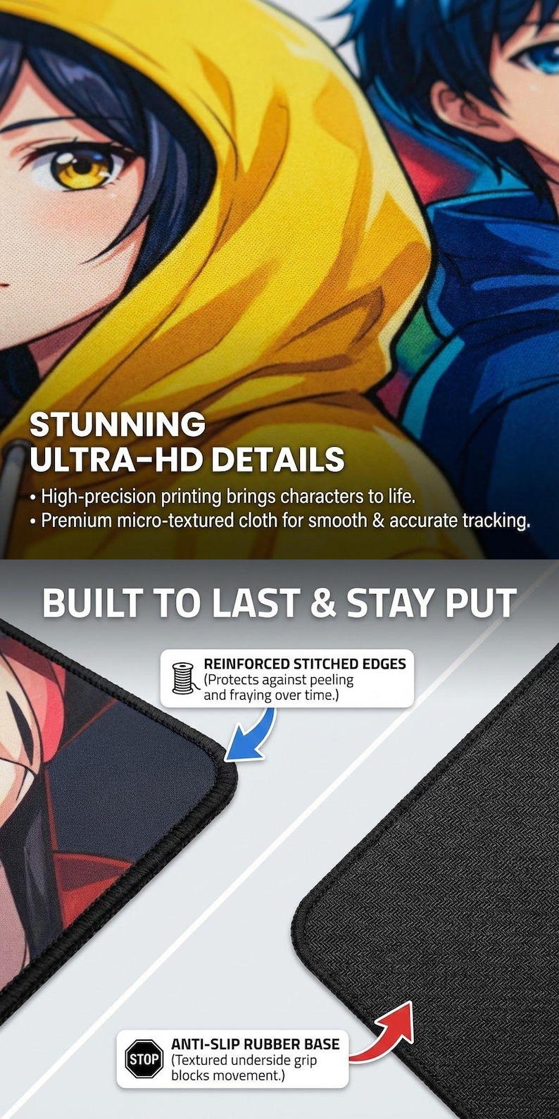 Demon Slayer: Kimetsu No Yaiba Character Mousepad, Non-slip, Anime ...