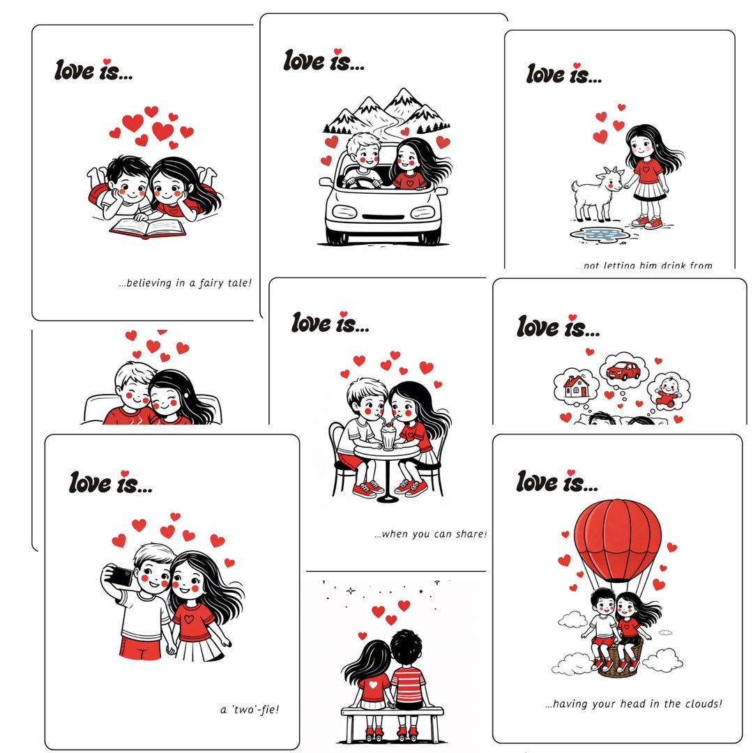 Love Is... Card Set – Hand-drawn Couple Illustrations, Valentine's Day ...