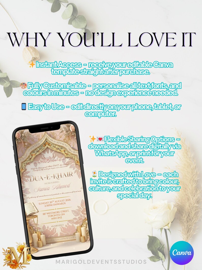 Dua-e-khair Invitation Template | Pink Islamic Wedding Invite | Nikkah ...