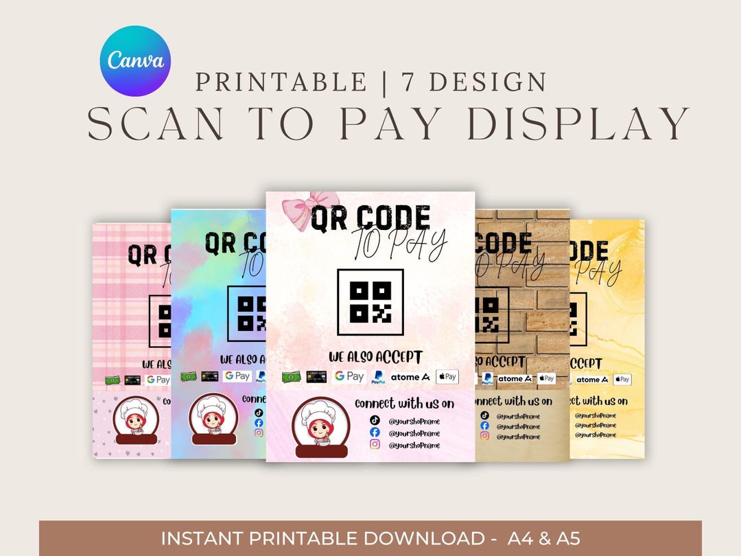 Scan to Pay Display Sign Template: Review QR Code Payment (editable ...