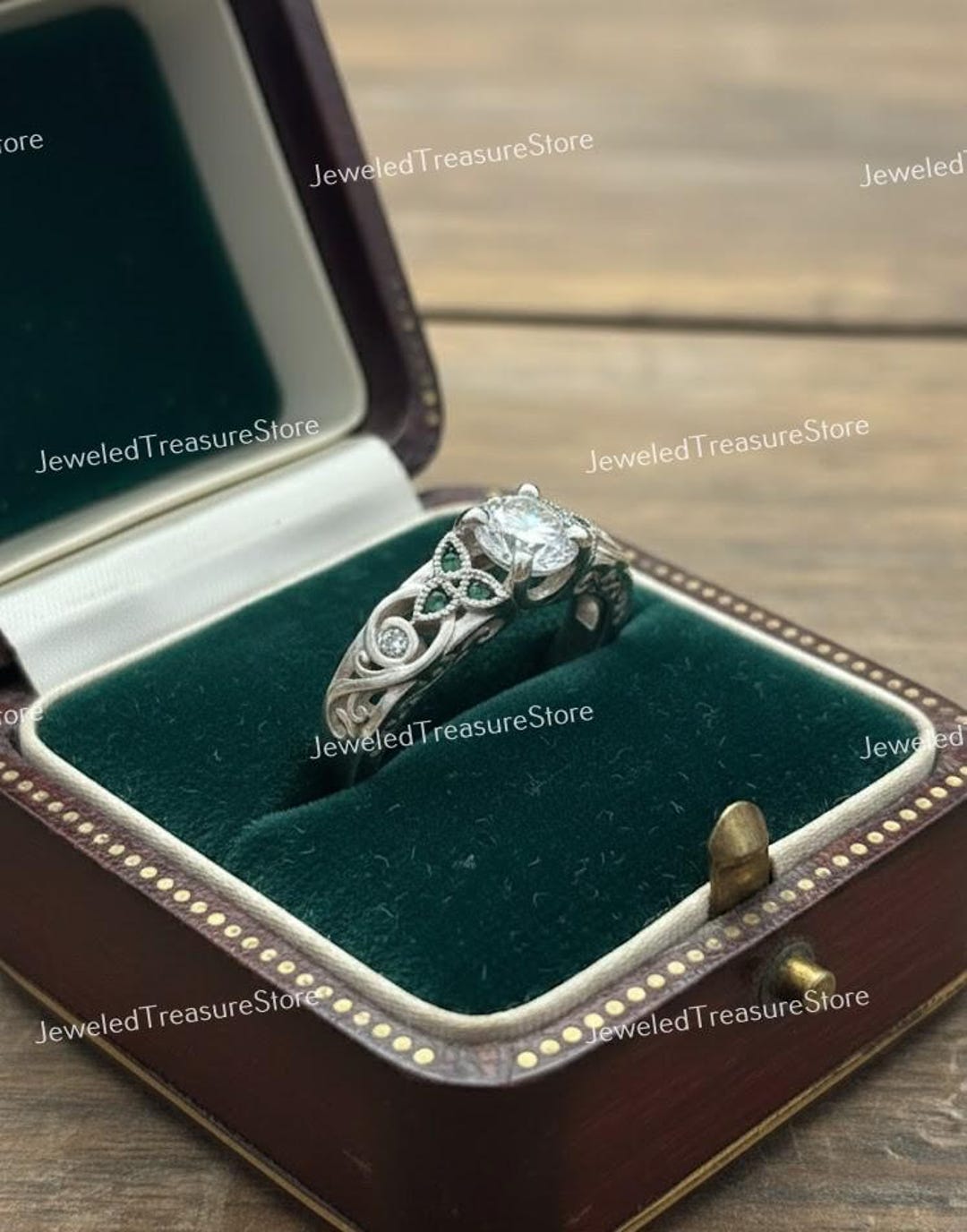 1910s Vintage Diamond & Emeralds Accent the Trinity Knots and Swirls ...