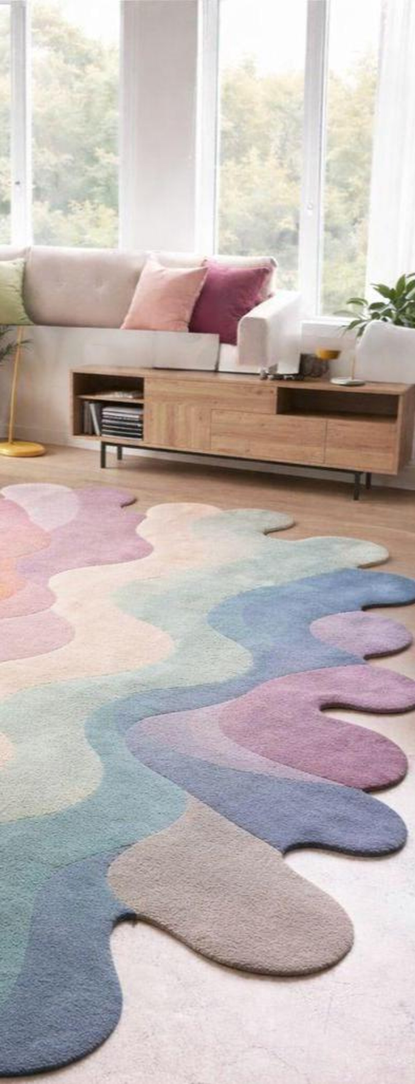 Luxury Abstract Organic Shape Carpet With Soft Wave Pattern Irregular ...