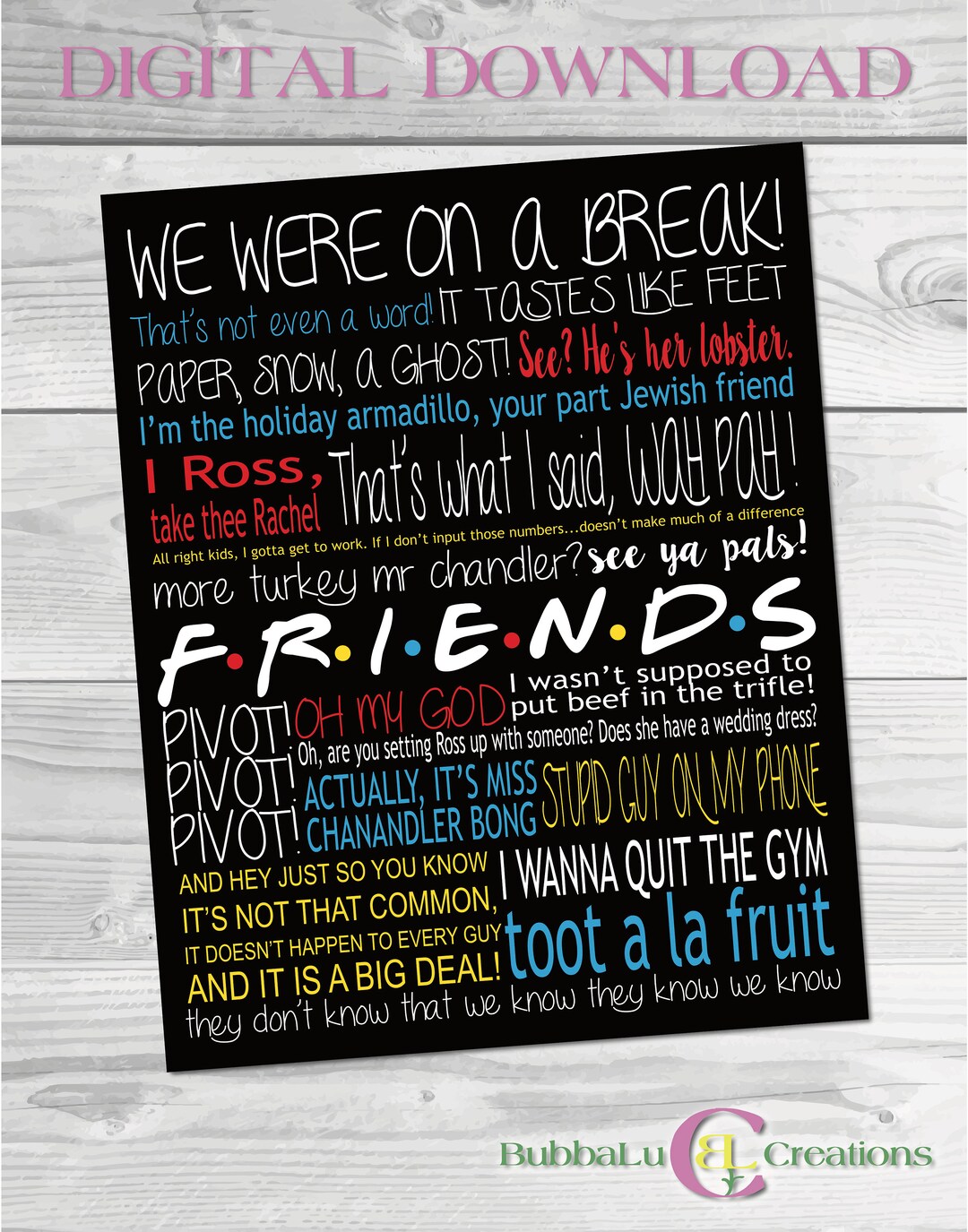 Friends Show Artwork. DIGITAL DOWNLOAD. Friends Show. Subway Art ...