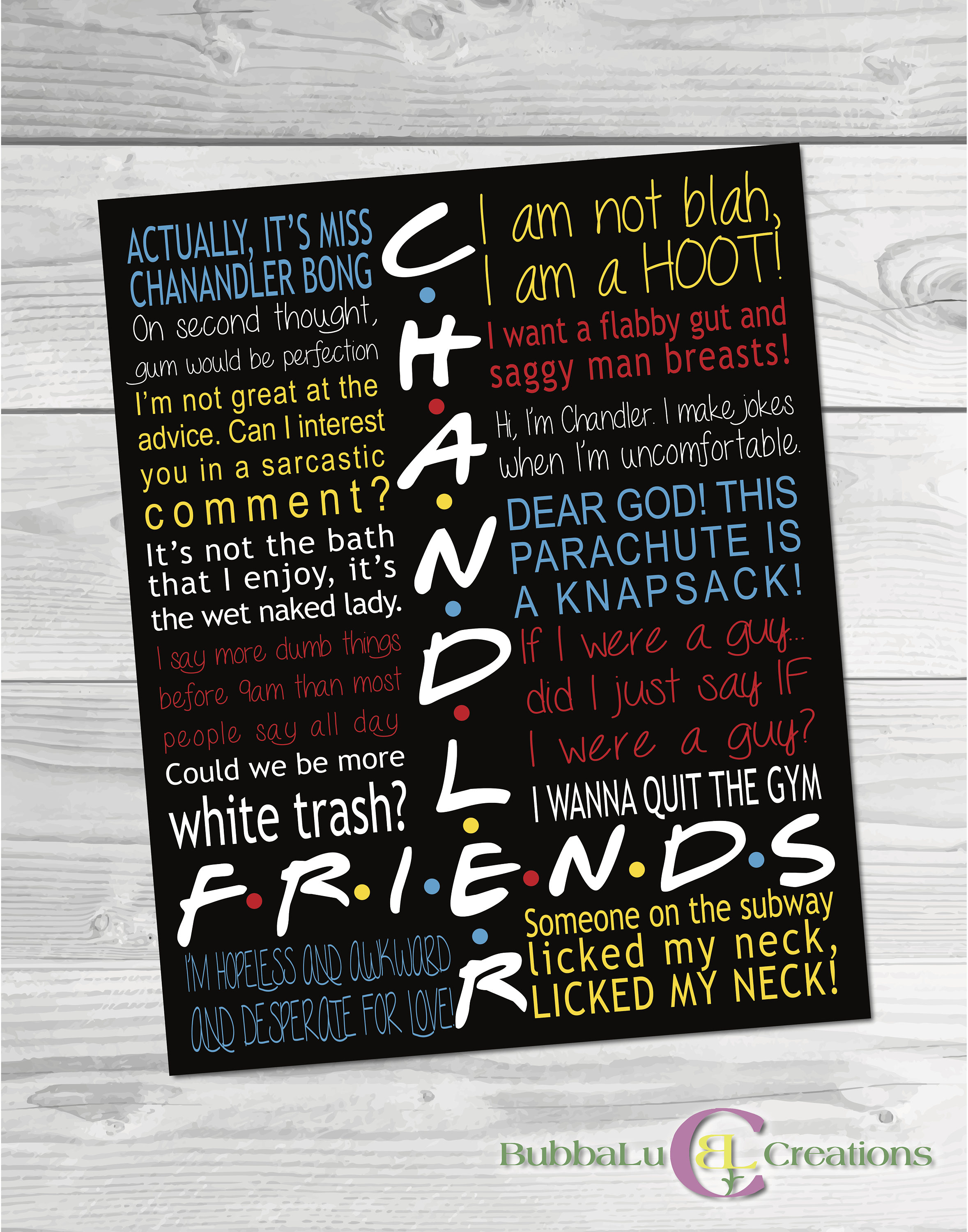 Chandler Bing Quotes. Digital Download. Friends Show Artwork. Chandler ...