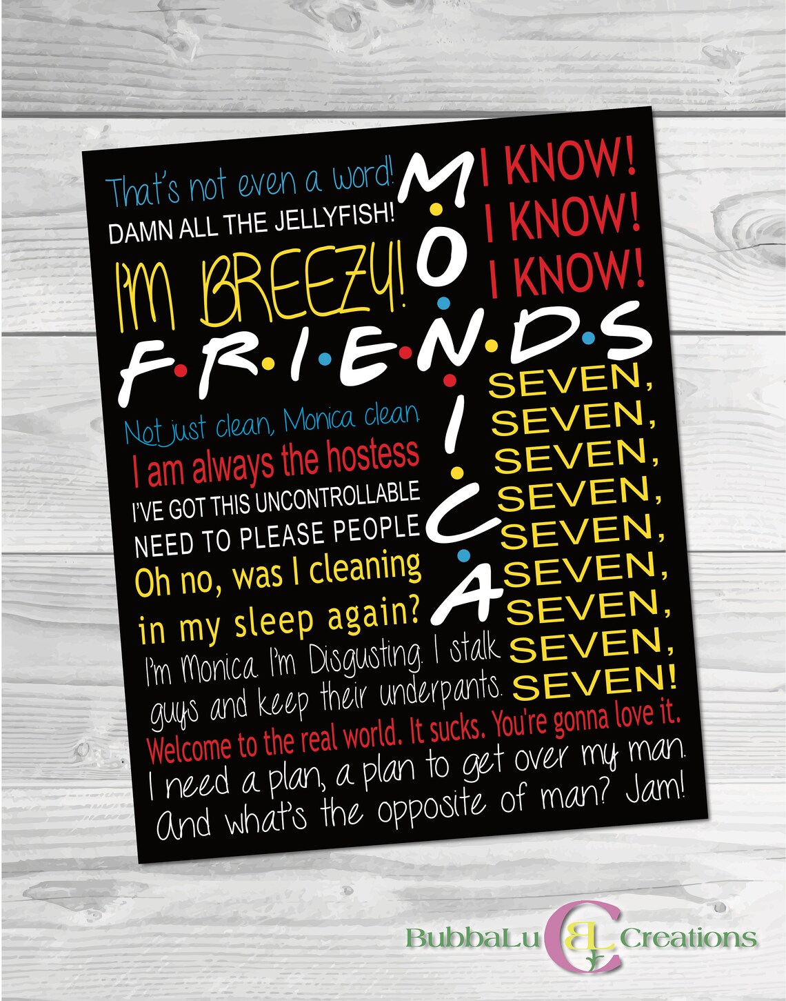 Friends TV Show Character Quotes. DIGITAL DOWNLOAD. Friends Show Art ...