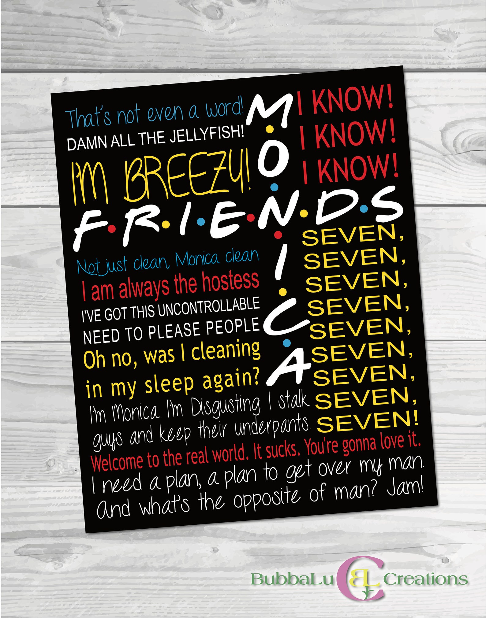 Friends TV Show Character Quotes. DIGITAL DOWNLOAD. Friends Show Art ...