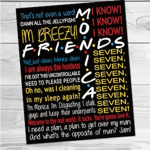 Friends TV Show Character Quotes. DIGITAL DOWNLOAD. Friends Show Art ...