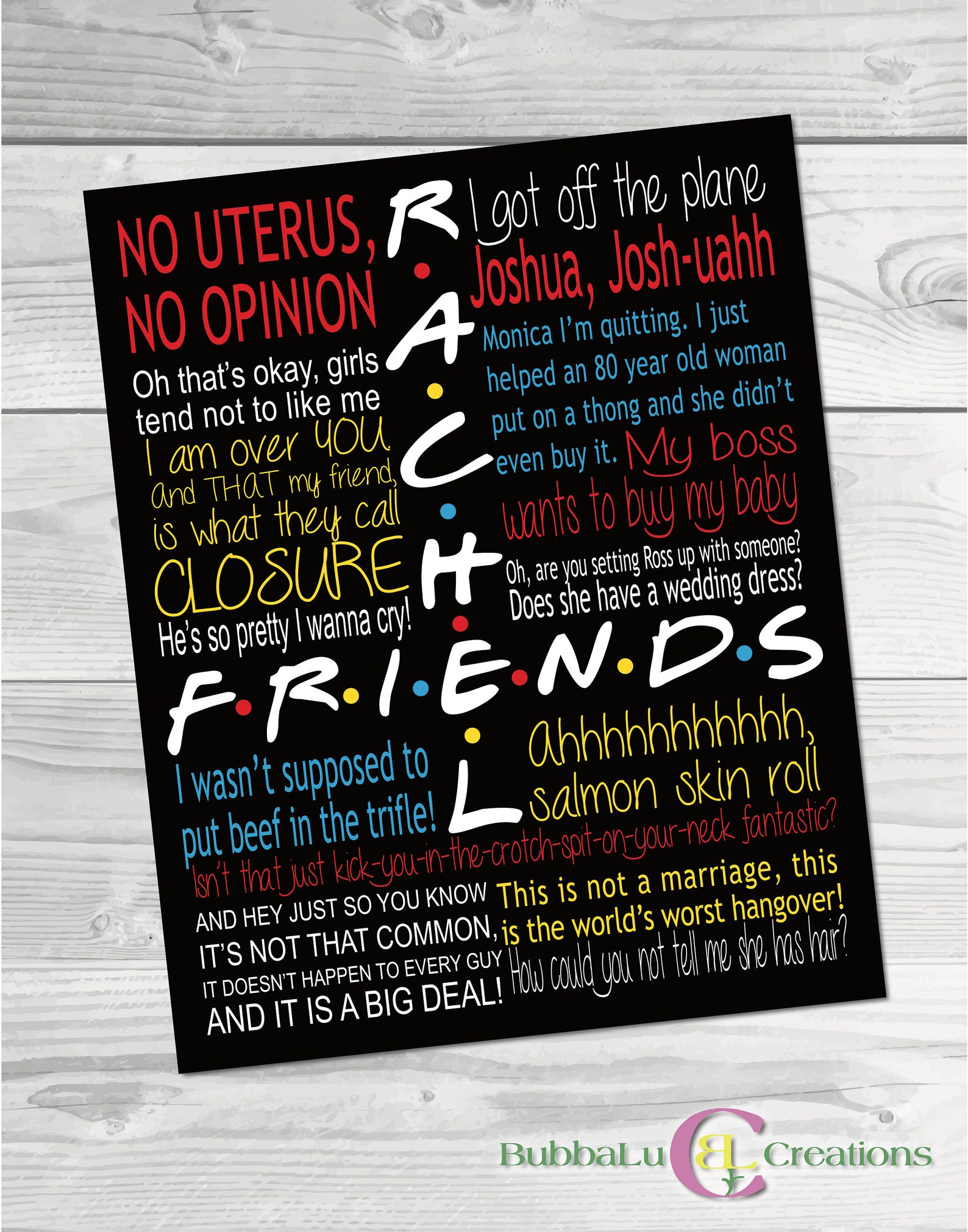 Friends TV Show Character Quotes. DIGITAL DOWNLOAD. Friends Show Art ...