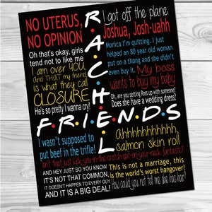 Friends TV Show Character Quotes. DIGITAL DOWNLOAD. Friends Show Art ...